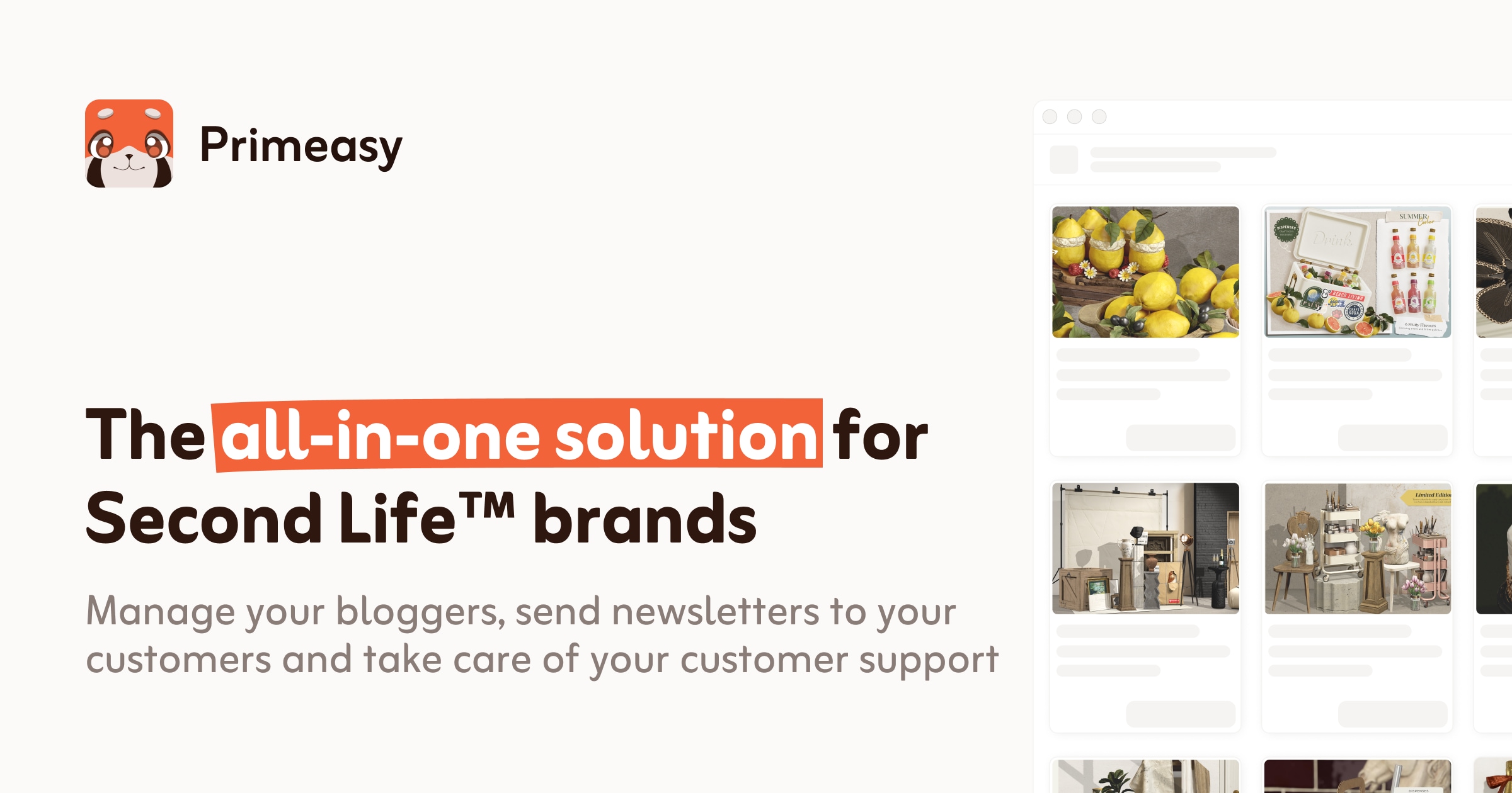Primeasy - The all-in-one solution for Second Life™ brands